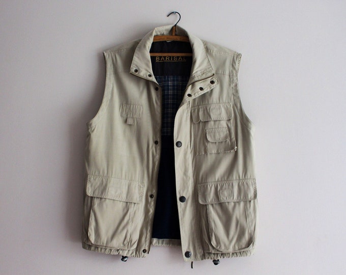 Men’s Cargo Style Vest Beige Vest Multipocket Vest Utility Waistcoat ...