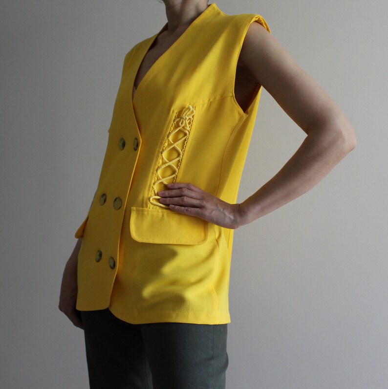 Yellow Vest Women's Yellow Vest Vintage 80s Vest Yellow Womens ...