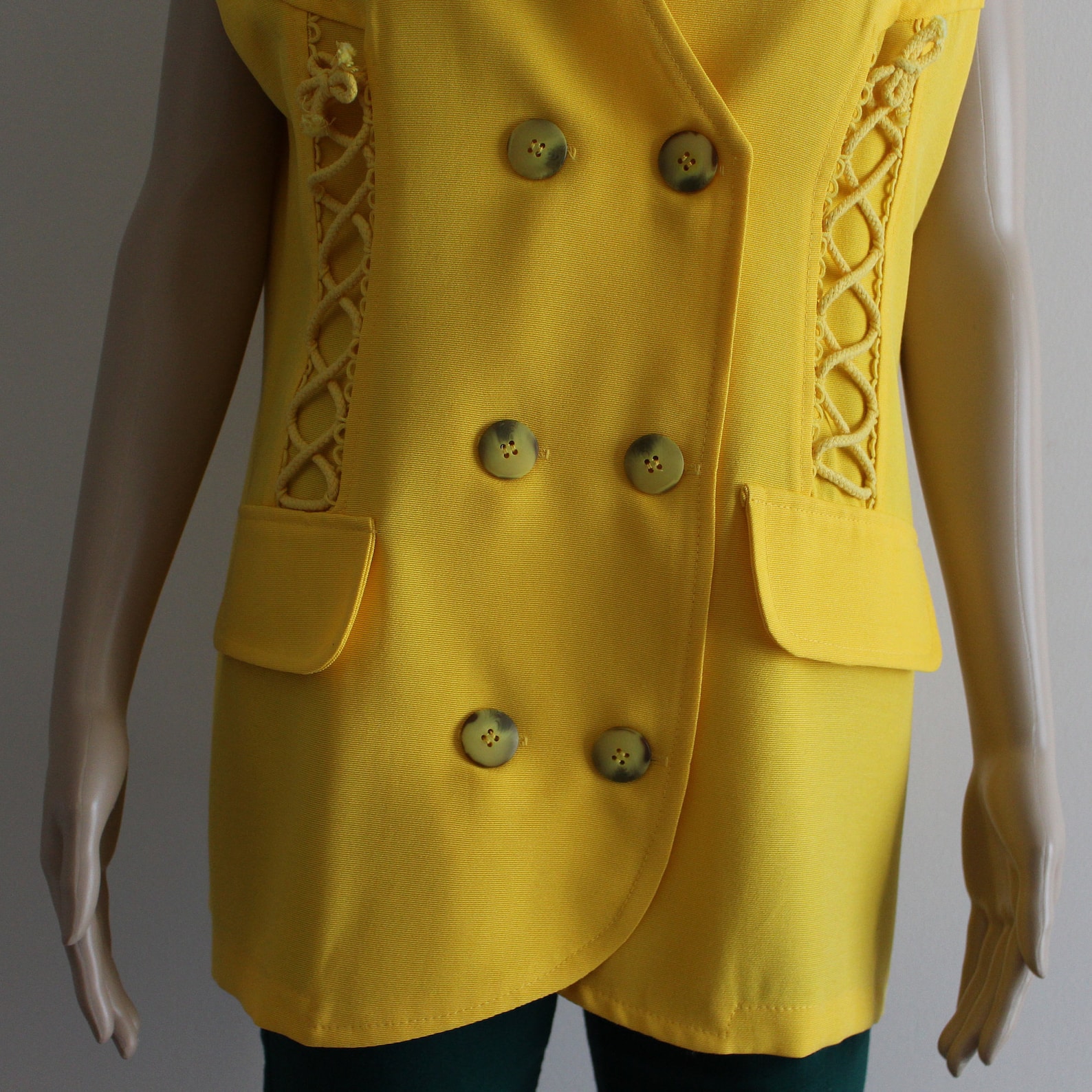 Yellow Vest Women's Yellow Vest Vintage 80s Vest Yellow Womens ...