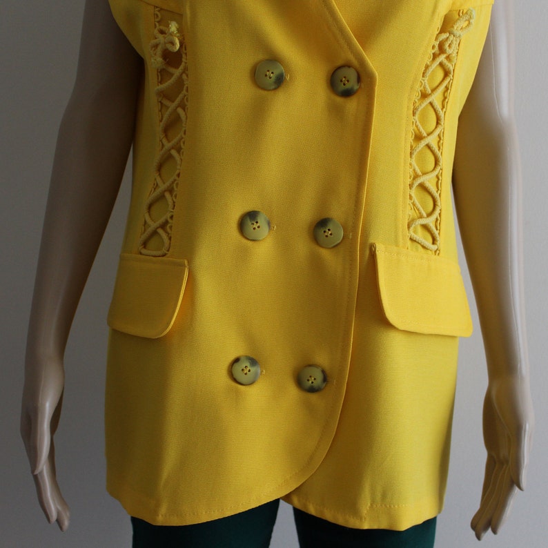 Yellow Vest Women's Yellow Vest Vintage 80s Vest Yellow Womens ...