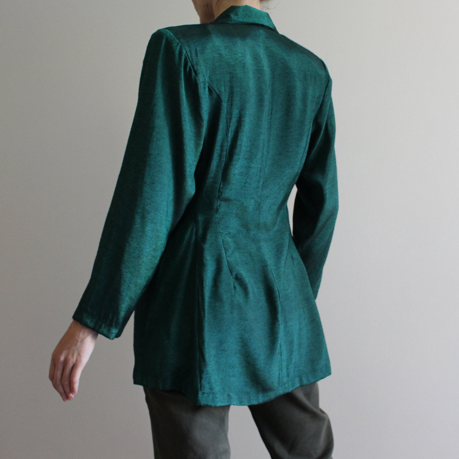 Forest Green Jacket Women's Emerald Green Blazer Satin Jacket Forest ...