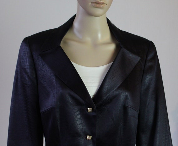 Dark Purple Jacket Crocodile Skin Print Blazer Women'… - Gem