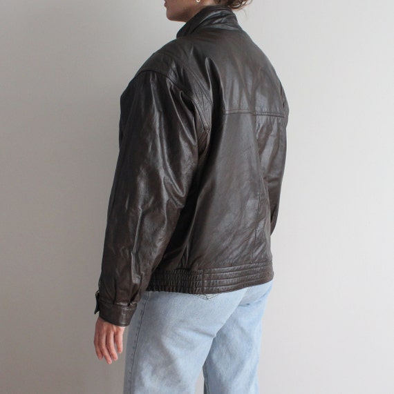 Brown Leather Jacket Vintage Leather Jacket 80s Leath… - Gem