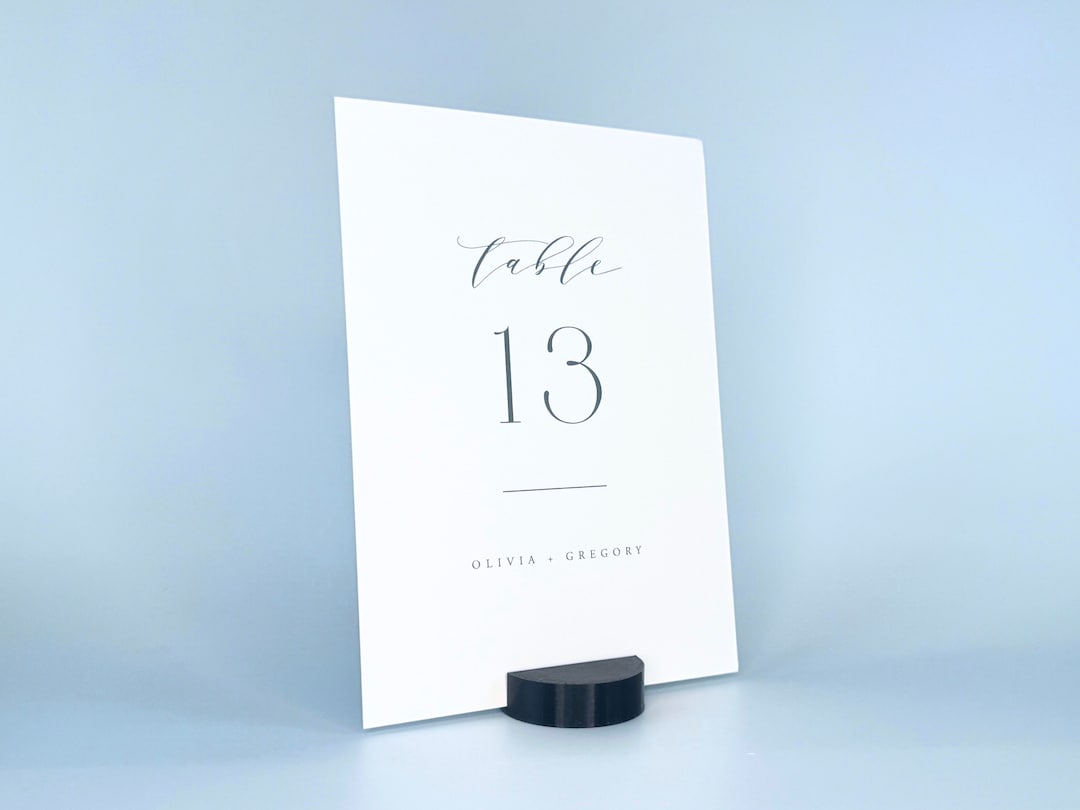 Black Table Number Holders: Round, Biodegradable PLA, Modern Wedding ...