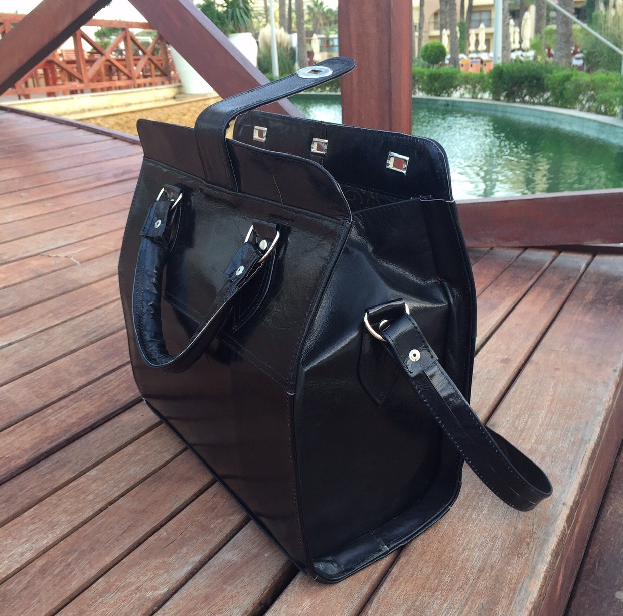 NOIR I is a Large Black Leather Cartable Bag - Black - Available With 2 ...