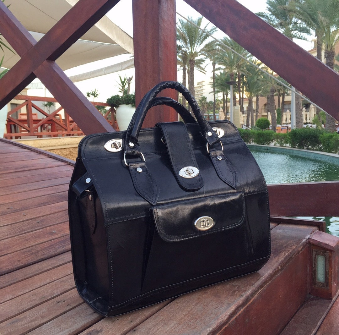 NOIR I is a Large Black Leather Cartable Bag - Black - Available With 2 ...