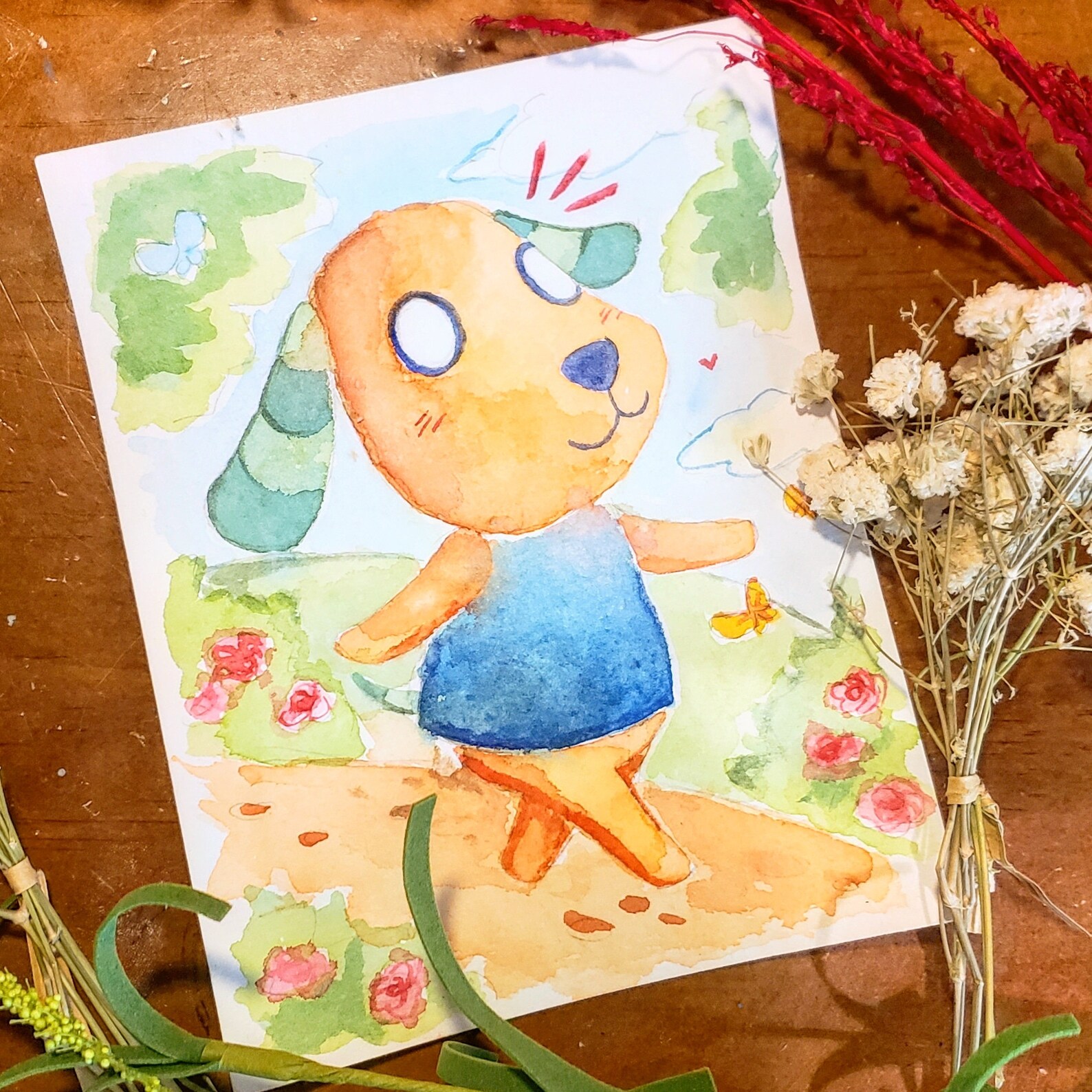 Animal Crossing - Biskit - Watercolor Mini Print - Etsy