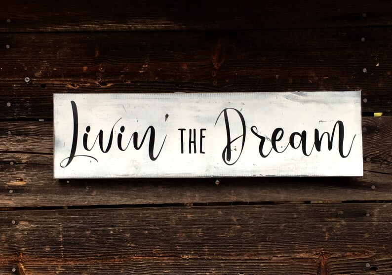 Livin' the Dream wood signs small gifts stocking | Etsy