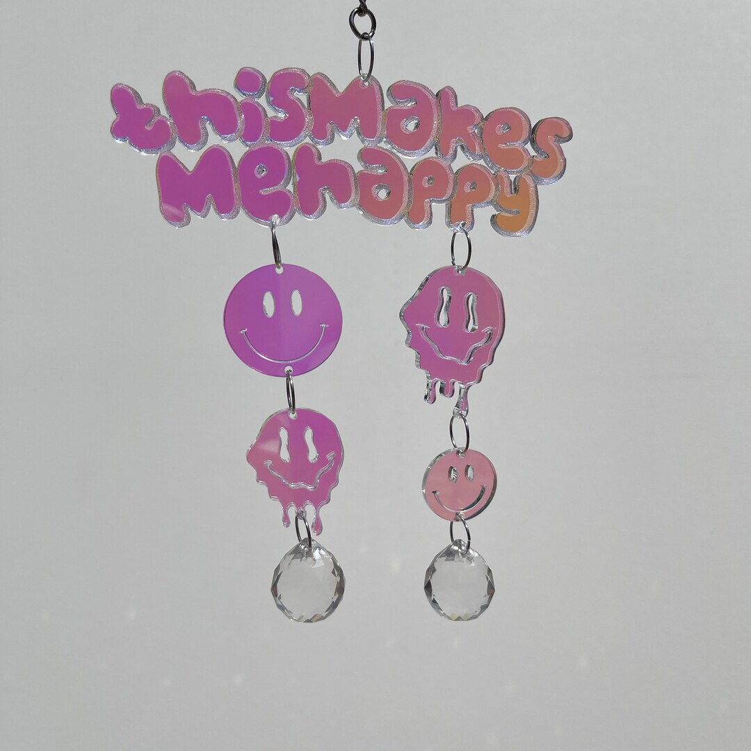 Iridescent Rainbow Crystal Smiley Face Suncatcher - Etsy