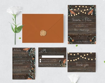 Rustic Boho Wedding Bundle Rustic Wedding Invitation Rustic - Etsy