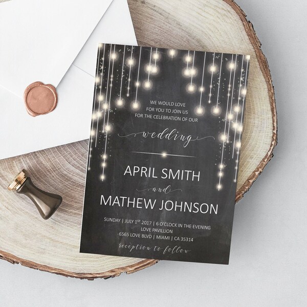 String Lights Invite - Etsy