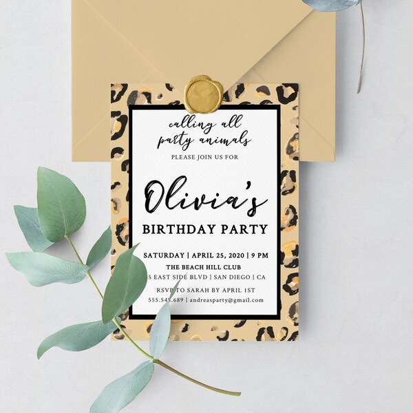 Cheetah Invitation - Etsy
