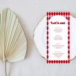 70s Retro Menu Template, Modern Wedding Menu Card, Editable Menu A5 ...