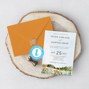 Cottagecore Wedding Invitation Template Wildflowers Wedding - Etsy