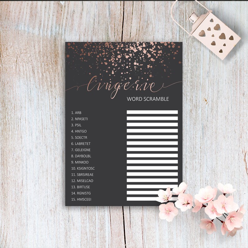 Printable Lingerie Shower Game Rose Gold Bridal Shower Fun Etsy