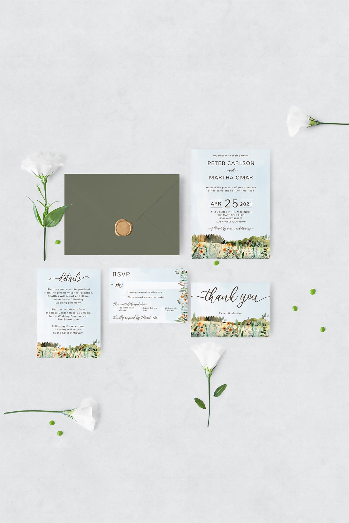 Cottagecore Wedding Invitation Template Wildflowers Wedding | Etsy