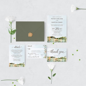 Cottagecore Wedding Invitation Template Wildflowers Wedding - Etsy