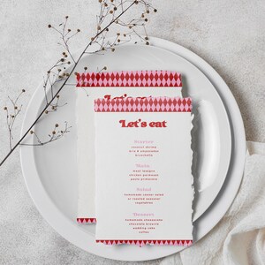 70s Retro Menu Template, Modern Wedding Menu Card, Editable Menu A5 ...