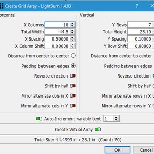 Lightburn Production Grid With X-Y Rulers, Dynamic Layer Cut Settings ...