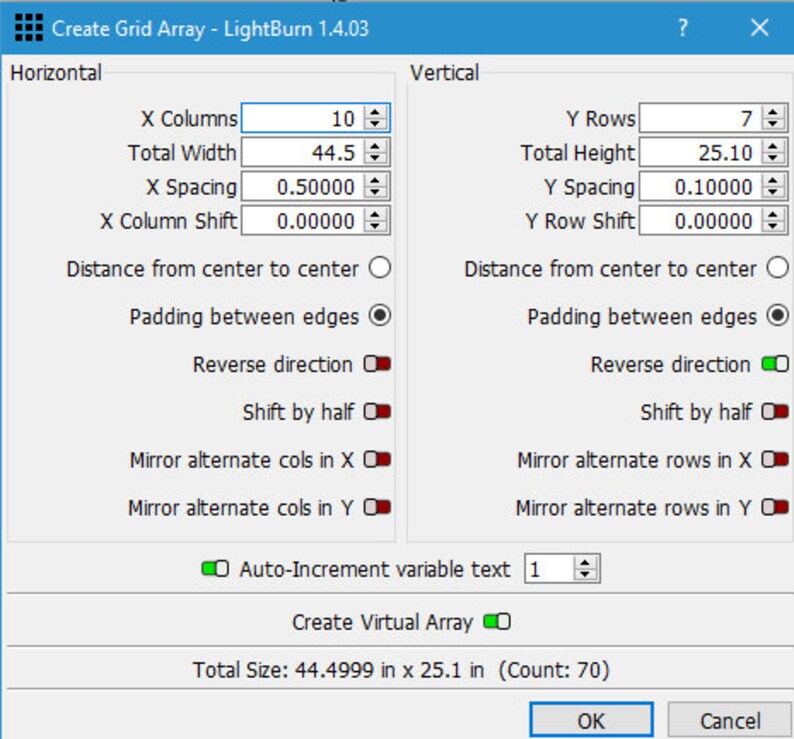 Lightburn Production Grid With X-Y Rulers, Dynamic Layer Cut Settings Output, and Well ...