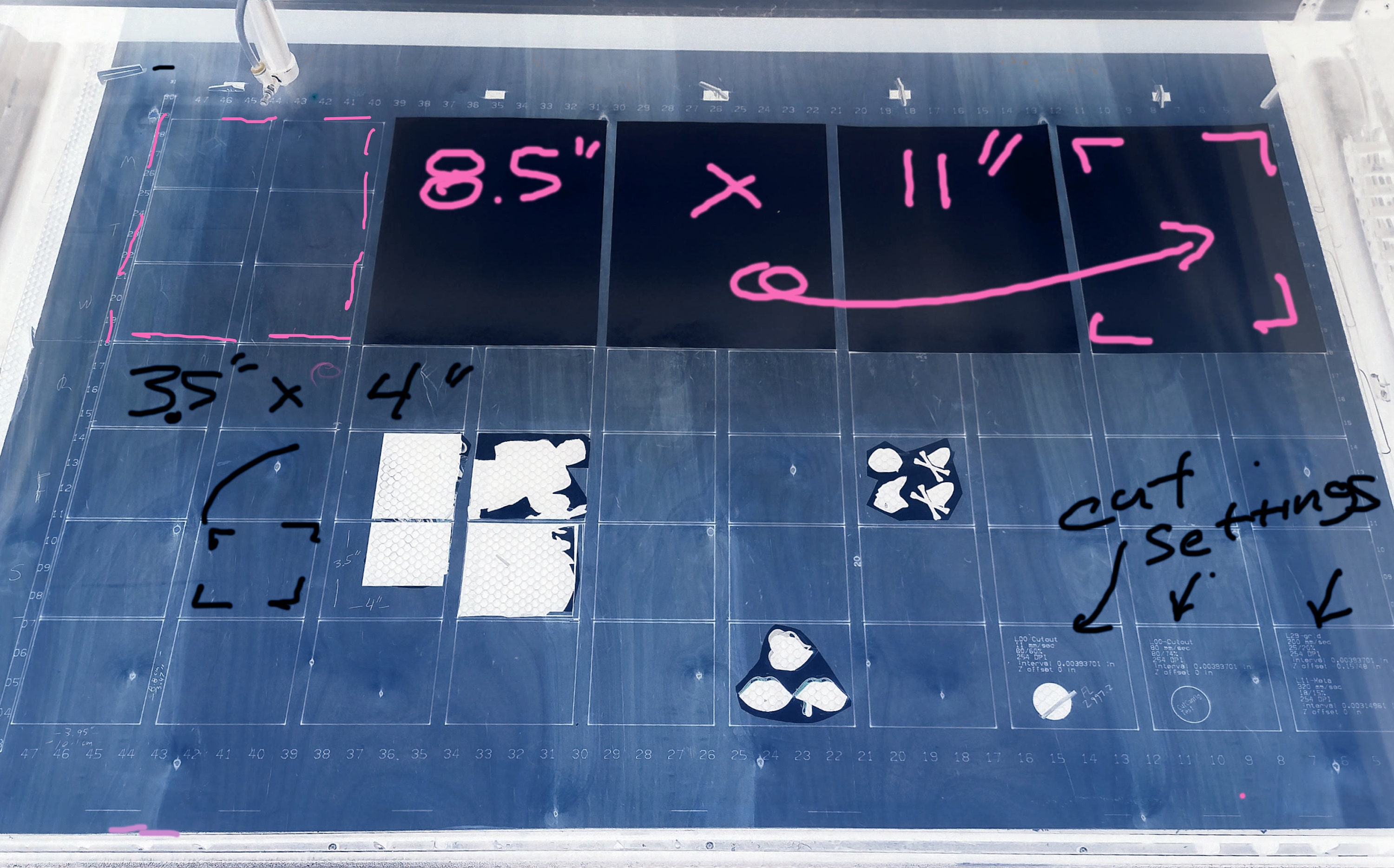 Lightburn Production Grid With X-Y Rulers, Dynamic Layer Cut Settings ...