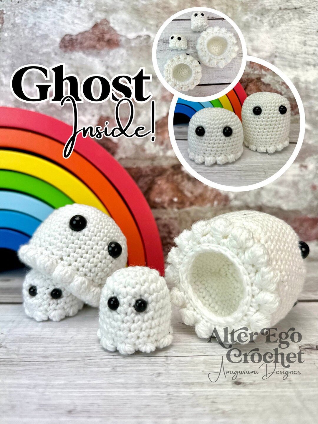 NO SEW - Mama and Baby Ghost Crochet Amigurumi Pattern, Halloween, Mom ...
