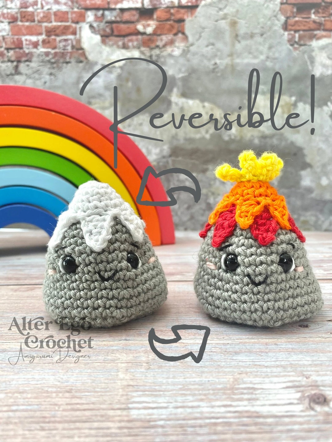 Reversible Volcano Amigurumi Crochet Pattern, Mountain,kawaii, Lava ...