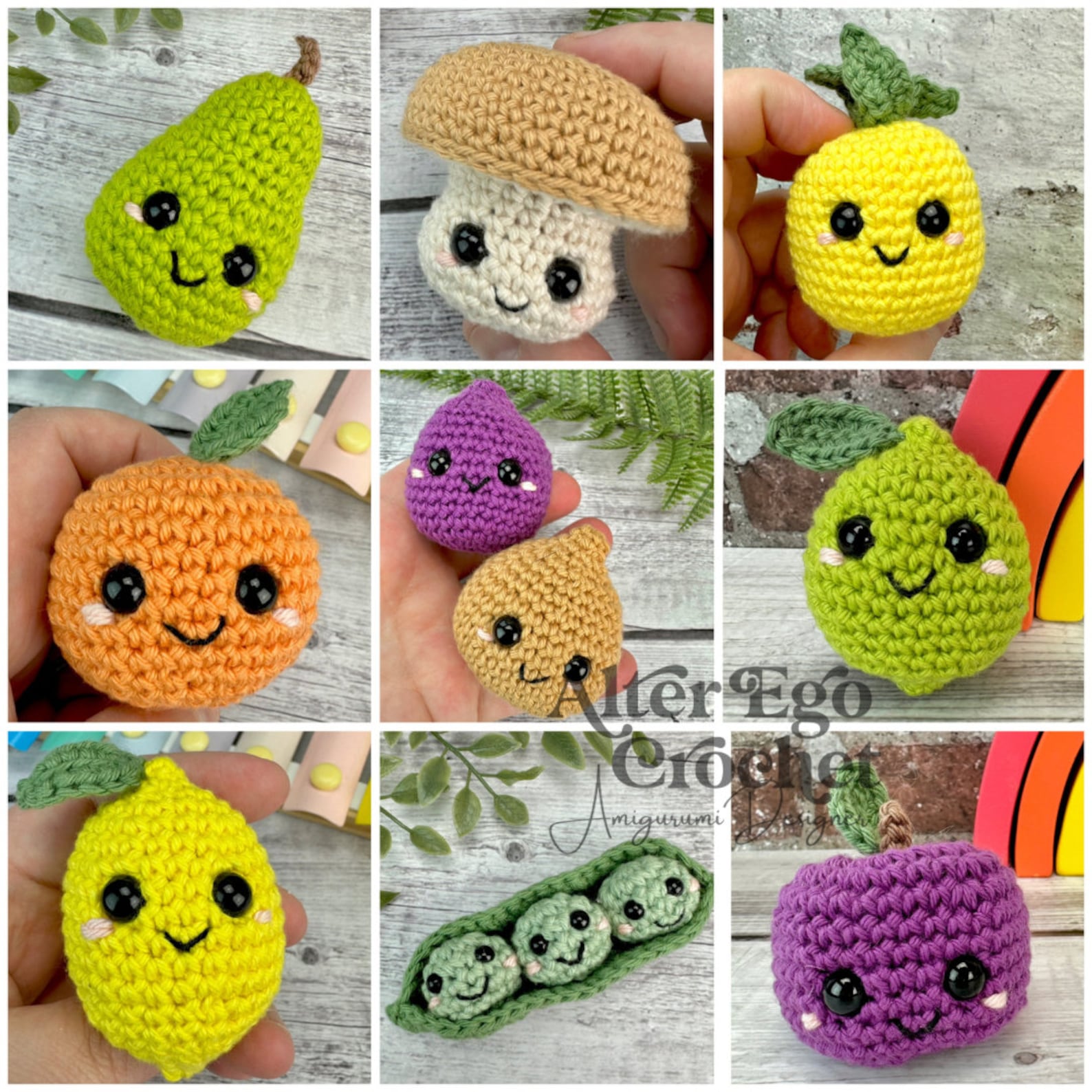 Fruit & Vegetables Crochet Amigurumi Pattern - 33 Pattern Bundle, Food ...