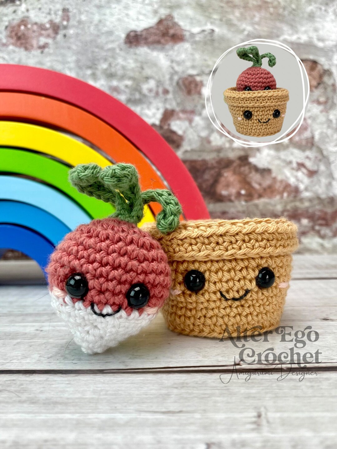NO SEW Radish in Pot Amigurumi Crochet Pattern, Veggies, Vegetables ...