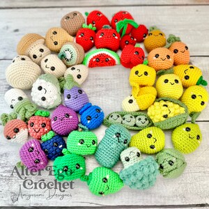 Fruit & Vegetables Crochet Amigurumi Pattern - 33 Pattern Bundle, Food ...