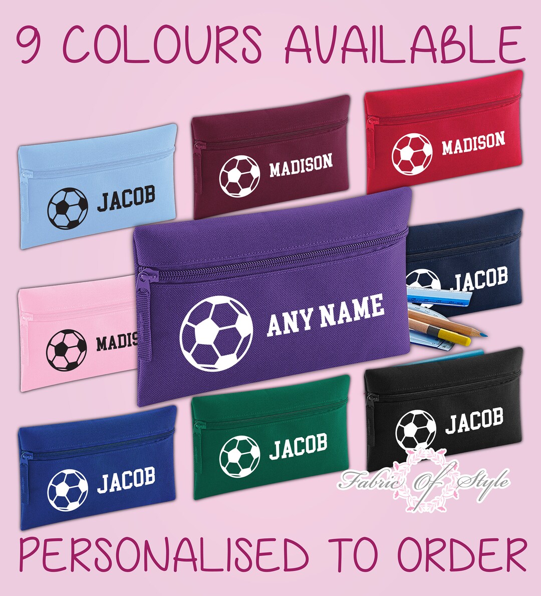 Personalised Football Pencil Case Kids Office Stationery Back to School ...