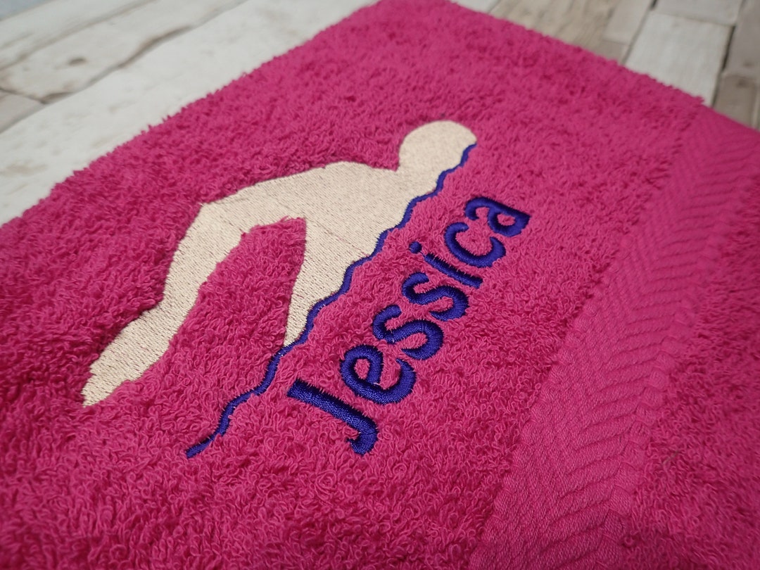 Swimming Personalised Embroidered Towel, Any Name, Sport, Adult or Kids ...
