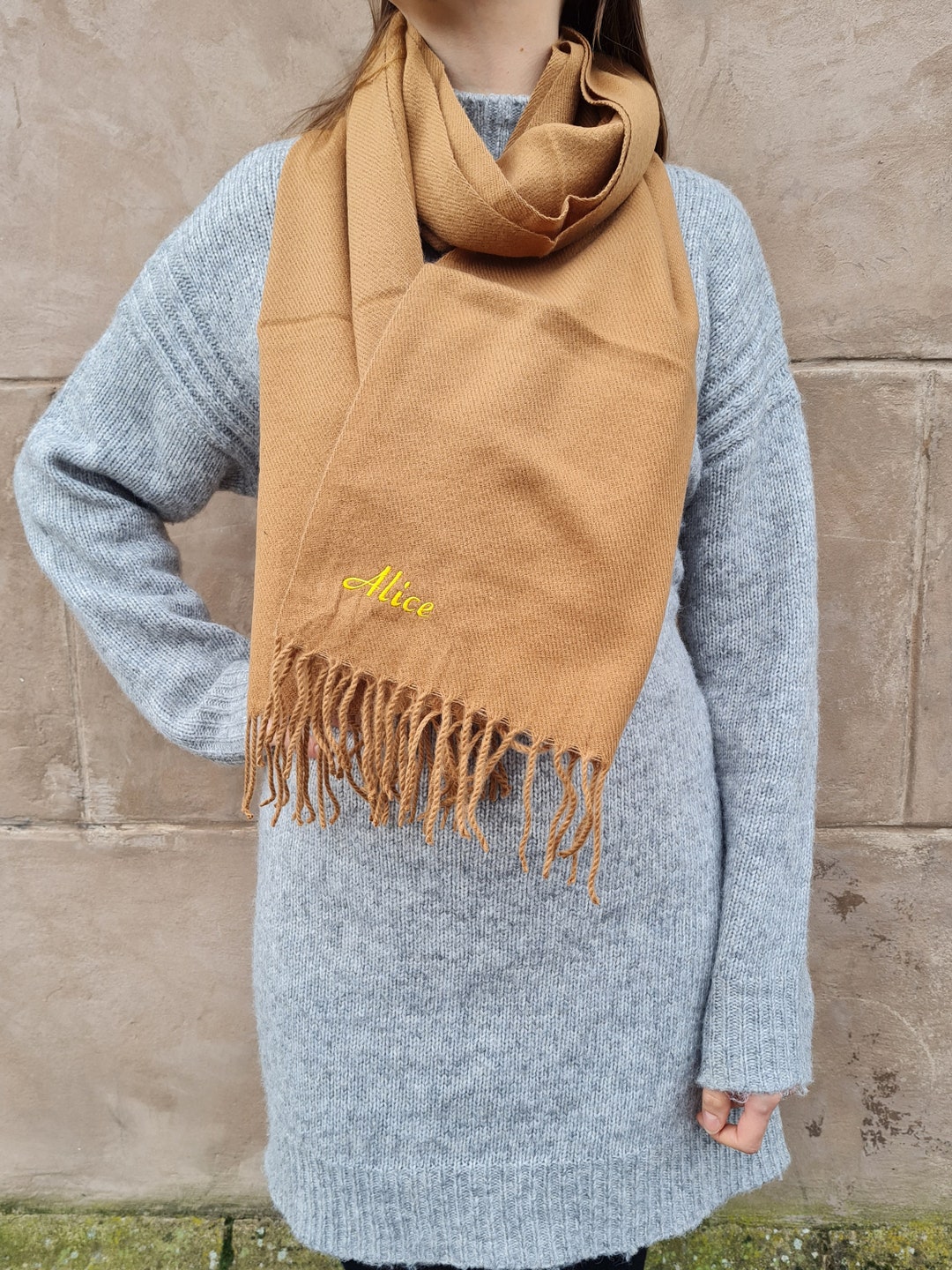 Personalised Embroidered Scarf Any Name or Initials Perfect Gift for ...