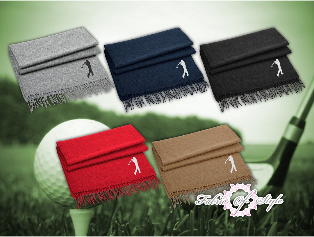 Embroidered Golf Scarf: Soft Touch Winter Scarf With Tassels - Etsy