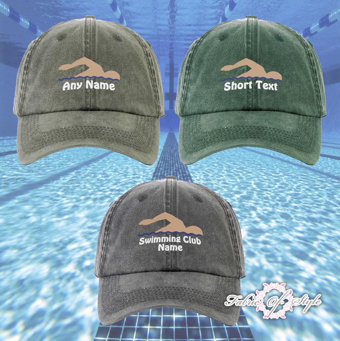 Personalized Swimming Cap: Custom Embroidered Vintage-washed Cotton - Etsy