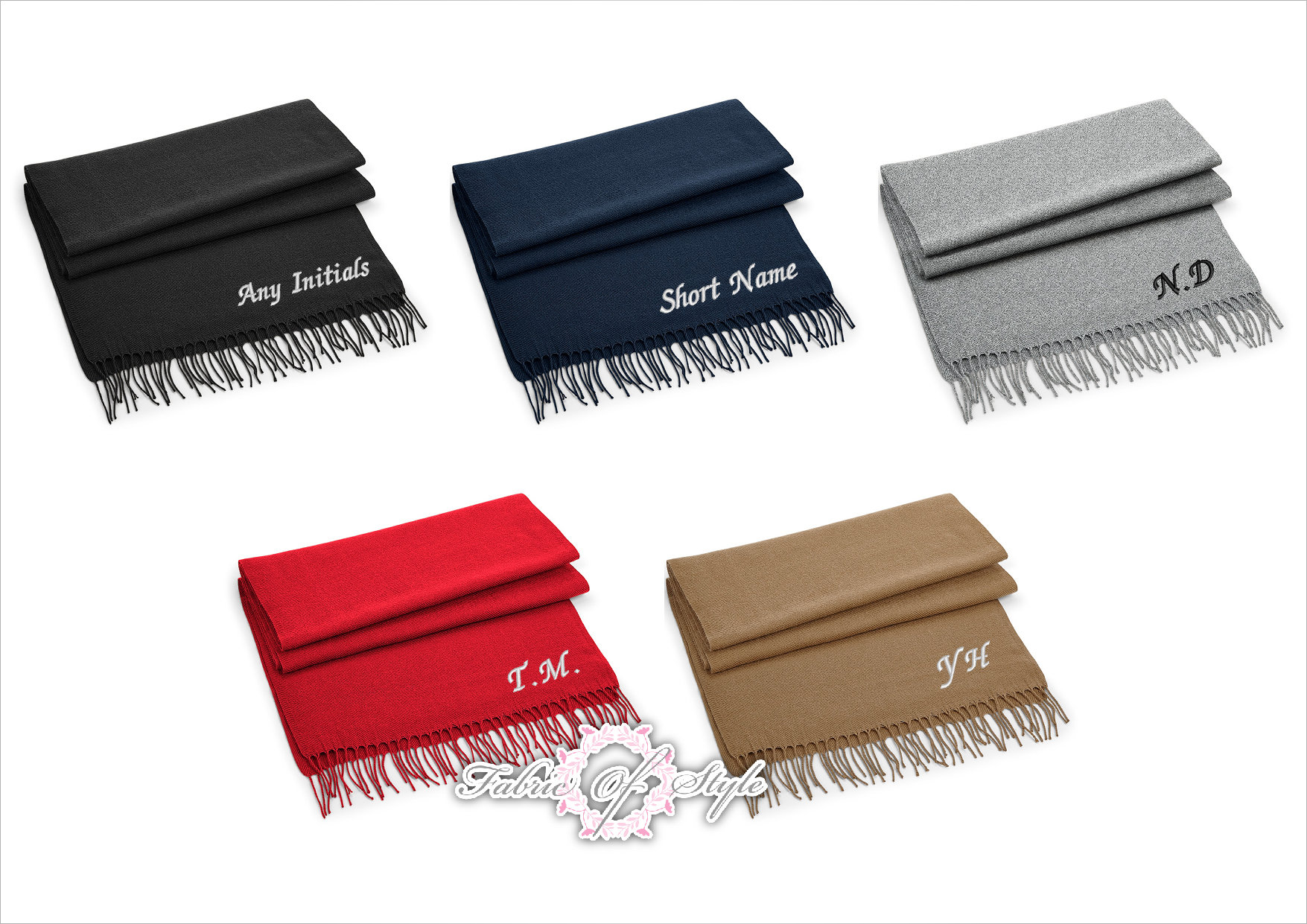 Personalised Embroidered Custom Winter Scarf Any Name or Initials ...