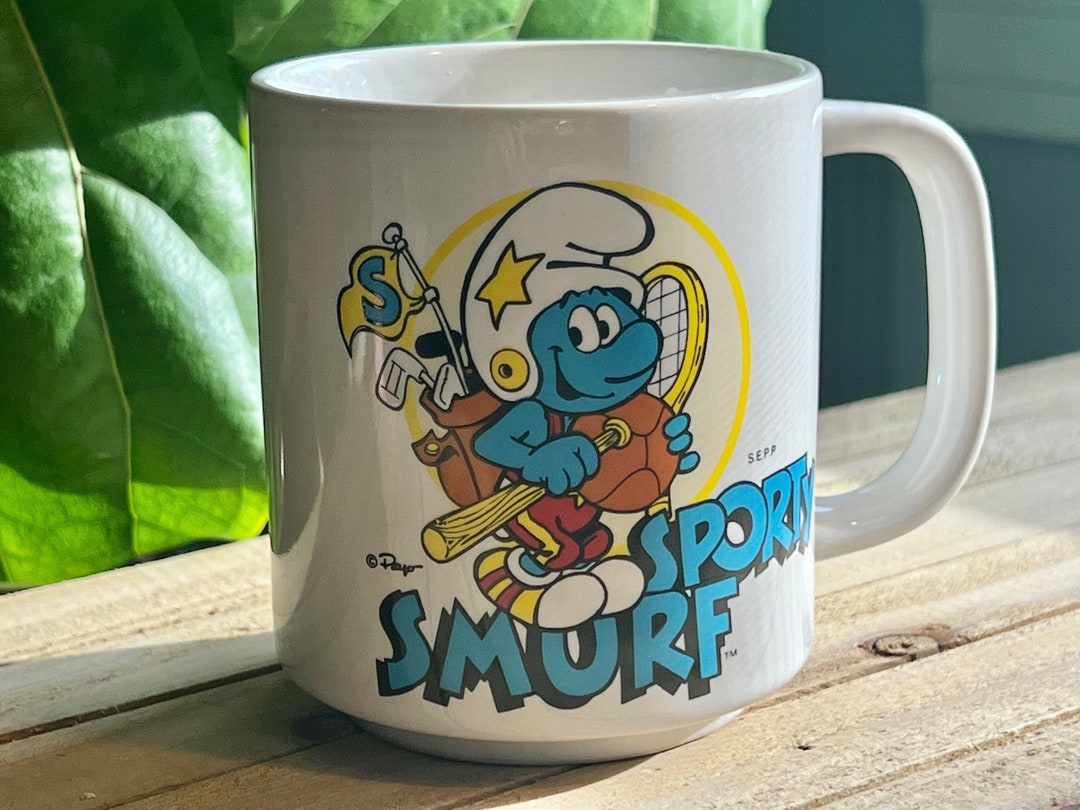 80s Genx Vintage Sporty Smurf Cartoon Mug by PEYO - Etsy