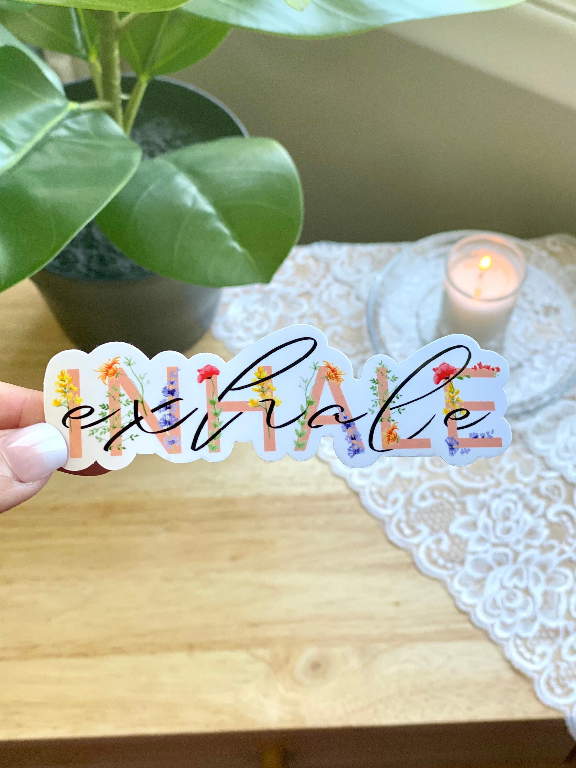 Inhale/exhale Sticker Glossy Vinyl Sticker Mental Health - Etsy