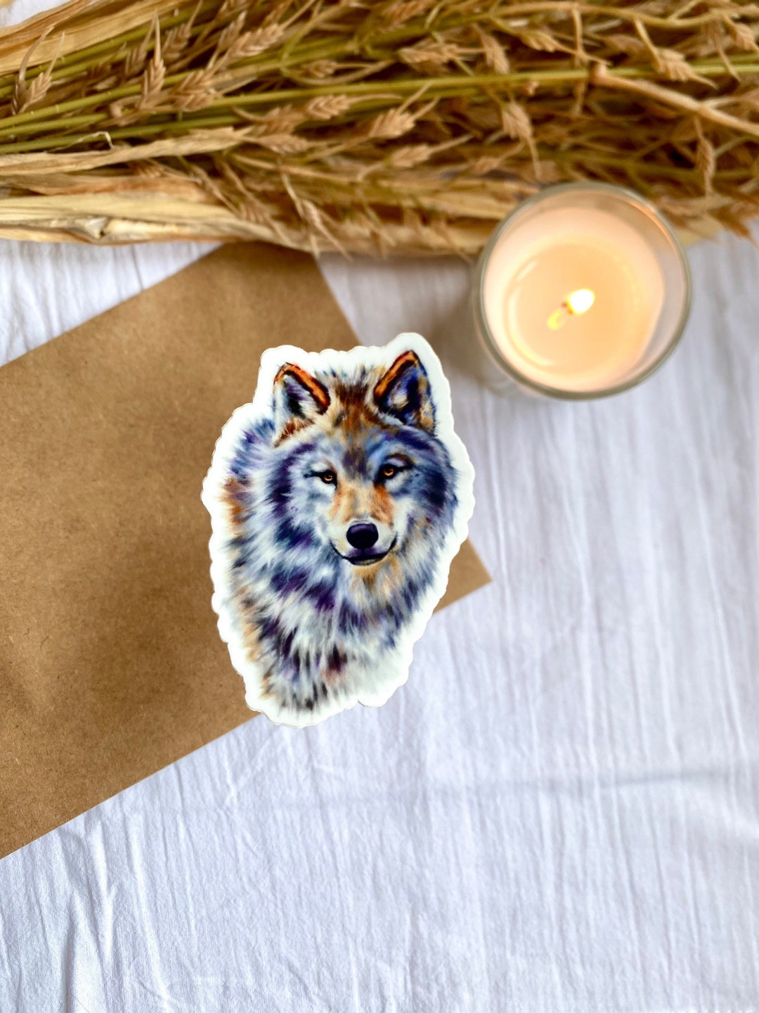 Gray Wolf Sticker Matte Vinyl Sticker Timber Wolf Water Bottle Sticker ...