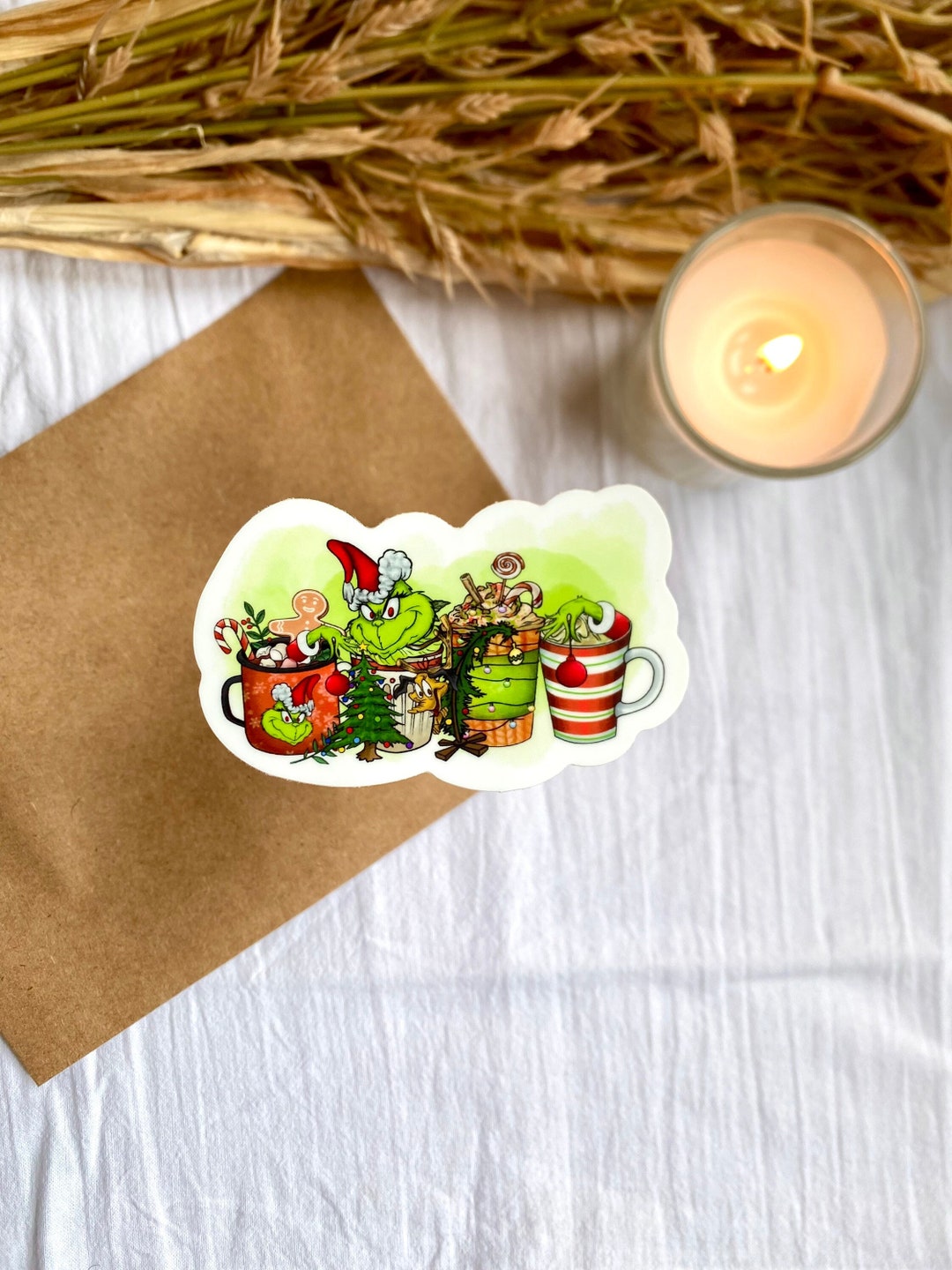 Christmas Grinch Sticker Matte Vinyl Sticker Water Bottle Sticker ...