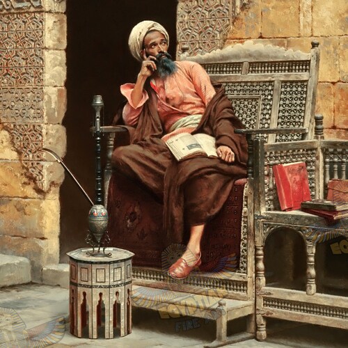 The Scribe With His Books and Hookah Arabic Art Hand - Etsy