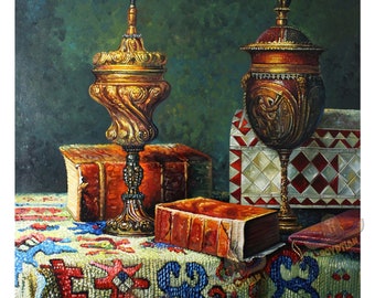 Reading the Holy Quran Inside the Mosque Islamic Art Arabic Art Hand ...