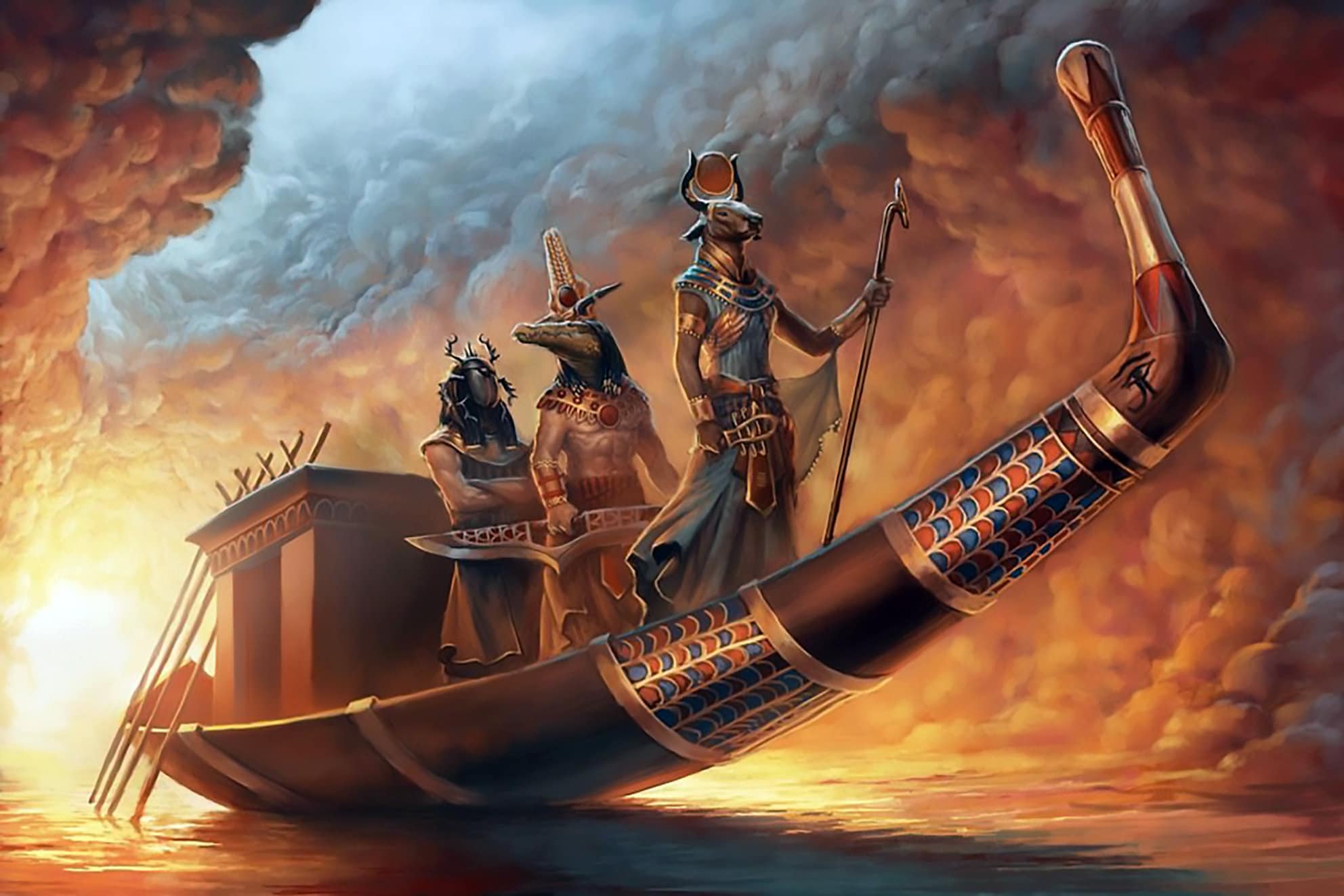 Gods of Ancient Egypt on the Solar Barge Egyptian Art Egyptian Painting ... Gods of Ancient Egypt on the Solar Barge Egyptian Art Egyptian Painting ...