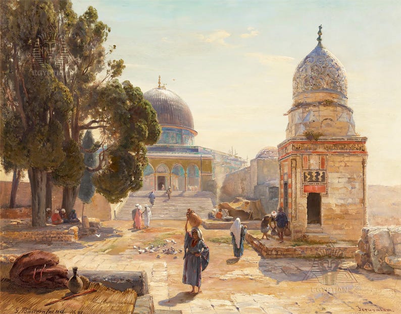 Hand Painted Oil Painting on Canvas - the Dome of the Rock Mosque and ...