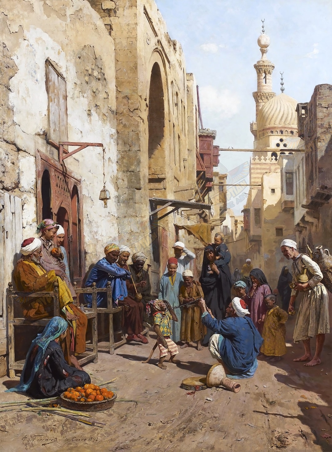 Hand Painted Artwork - A Street Scene in Old Cairo - Egyptian Art ...