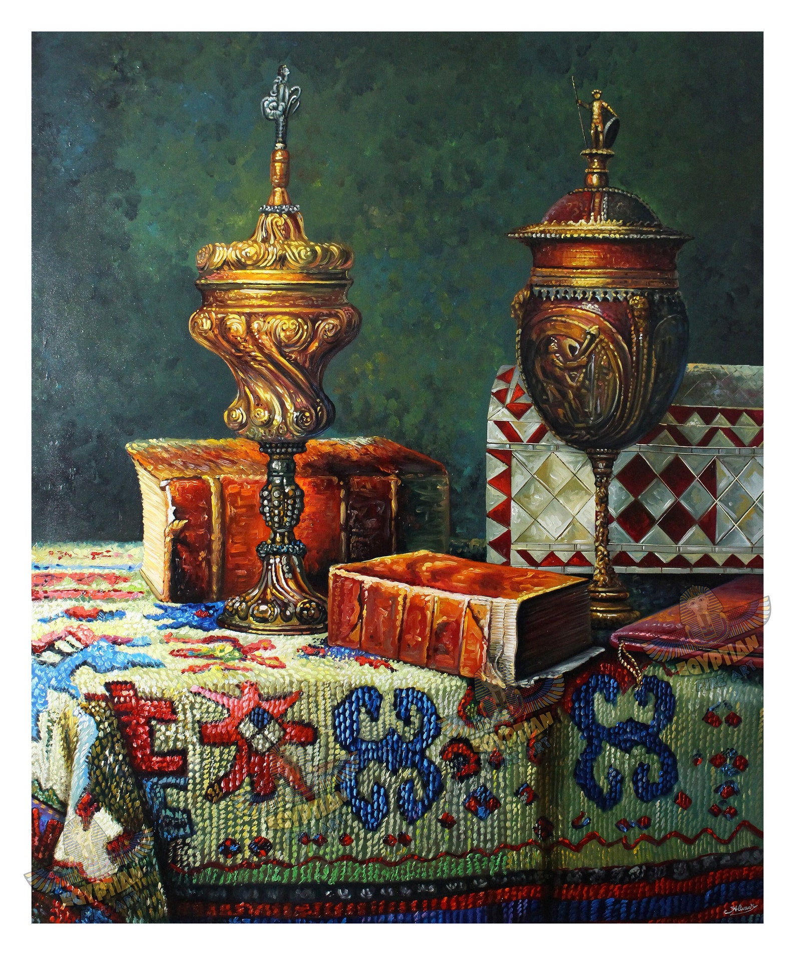 Still Life Books Painting Arabic Still Life Realistic - Etsy