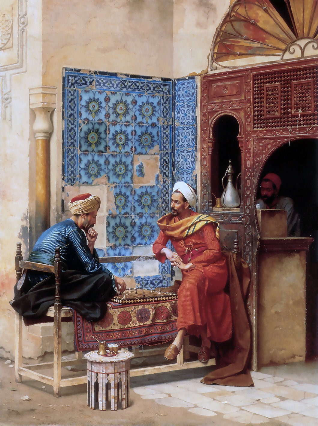 Playing Chess at an Old Arab Coffee House in Cairo - Arabian Art - Hand ...