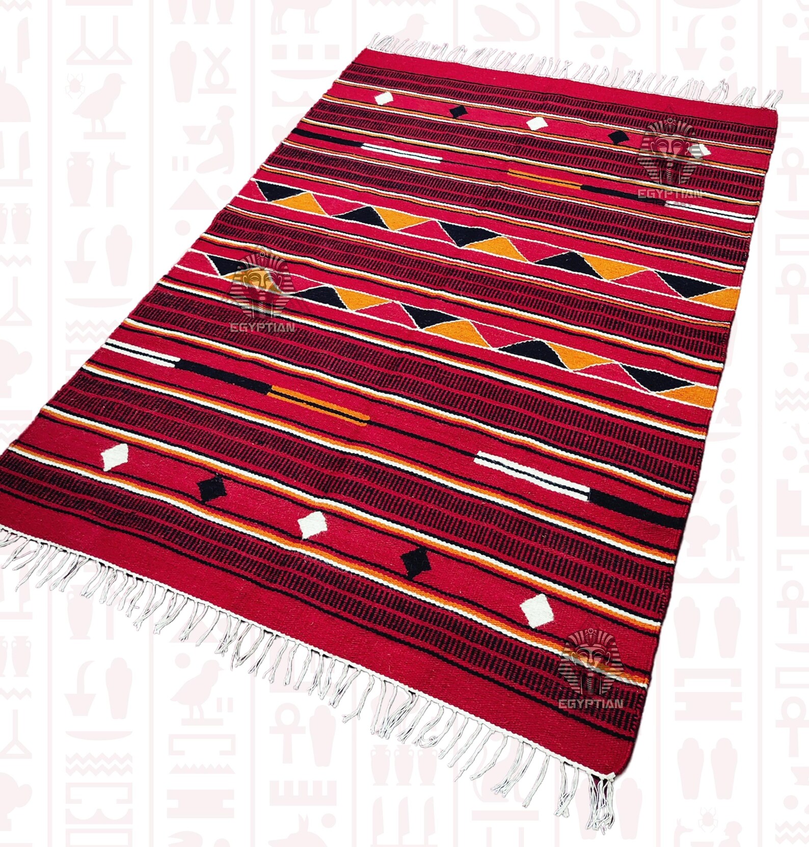 Handwoven Bedouin Kilim Rug - 100% Wool - Egyptian Kilim - Arabic ...