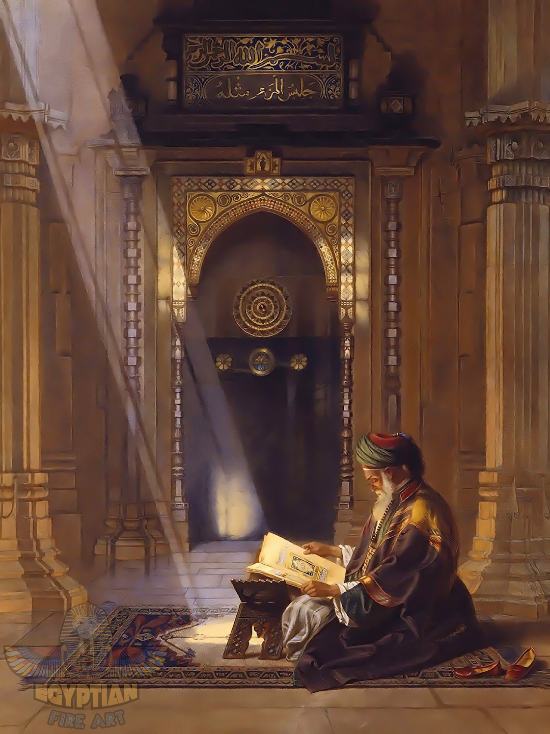 Reading the Holy Quran Inside the Mosque - Islamic Art - Arabic Art ...