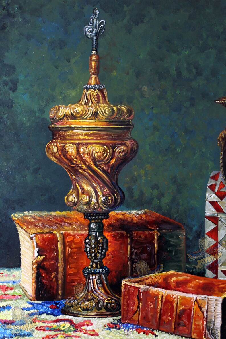 Still Life Books Painting Arabic Still Life Realistic - Etsy